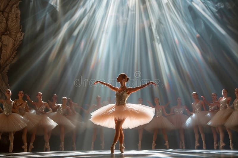 Lead Dancer Shines Under Stage Lights Stock Illustration - Illustration ...