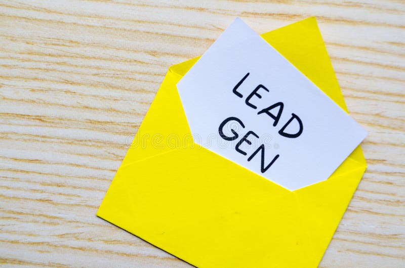 Lead Gen Text on White Notepad with Yellow Envelope. Online Marketing ...