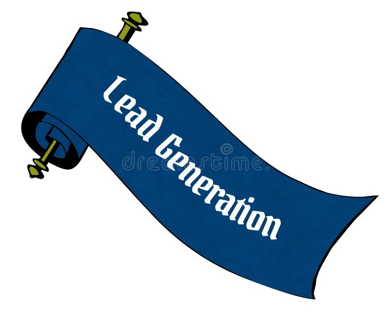 LEAD GENERATION on Blue Paper Scroll Cartoon. Stock Illustration ...