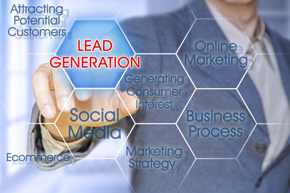 LEAD GENERATION CONCEPT with Businessman and Reference Keywords Stock ...