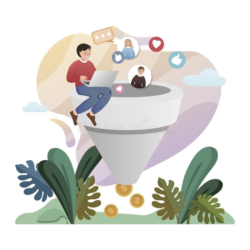 Lead Generation. Isolated Flat Style Colored Illustration. Marketing ...