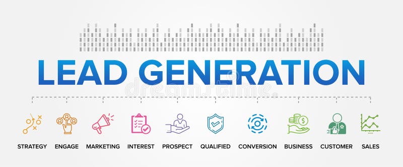 Lead Generation Concept Process Vector Icons Set Infographic Background ...
