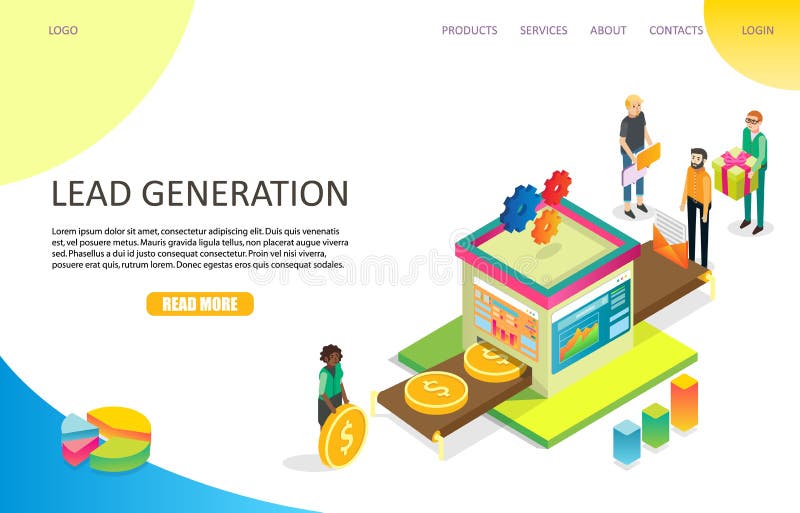 Lead Generation Landing Page Website Vector Template Stock Vector ...