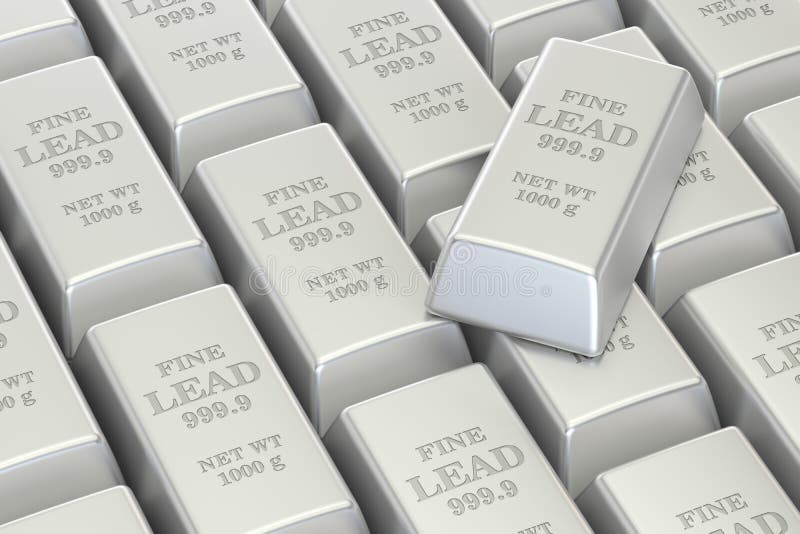 Lead ingots, 3D rendering stock illustration. Illustration of closeup ...