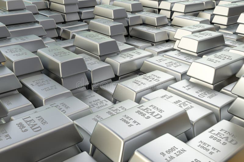 Lead Ingots, Bars Background. 3D Rendering Stock Illustration ...