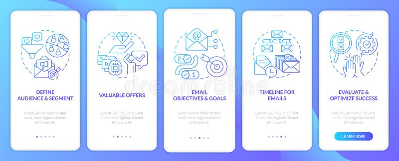 Lead Nurturing Campaign Blue Gradient Onboarding Mobile App Screen ...