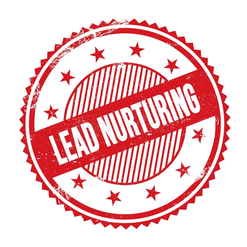 LEAD NURTURING Text on Red Grungy Round Rubber Stamp Stock Illustration ...