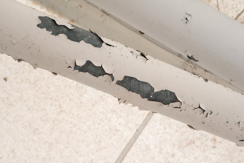 Lead paint chips on pipe stock photo. Image of messy - 313466508