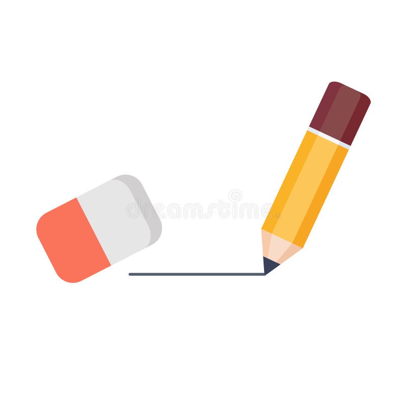 Lead Pencil Drawing and Eraser Erasing Line Isolated on White ...