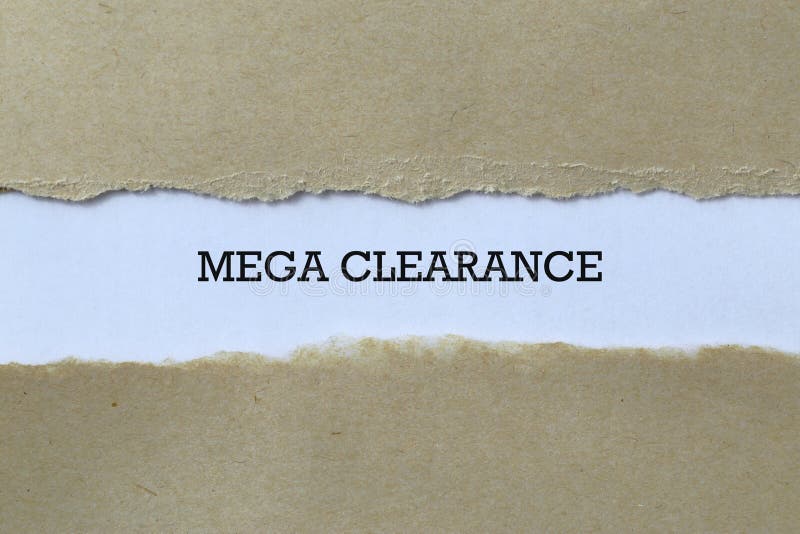Mega Clearance on White Paper Stock Image - Image of creative ...