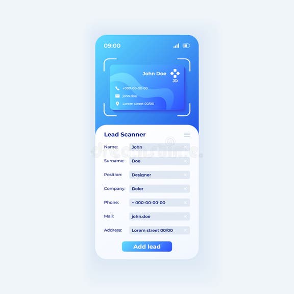 Lead Scanner Smartphone Interface Vector Template Stock Vector ...