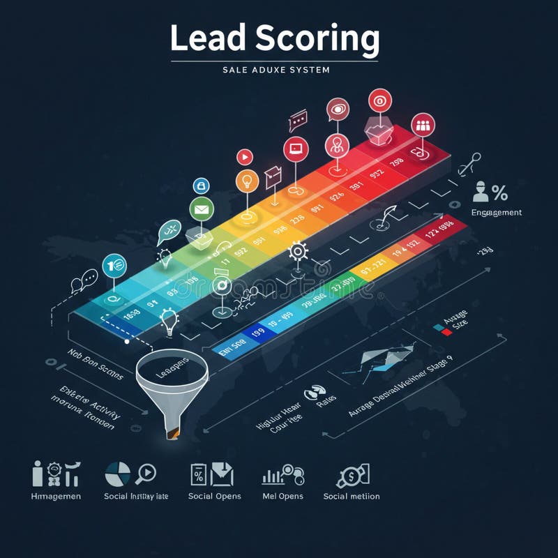 Lead Scoring Representation with a Multicolored, Ascending Bar Divided ...