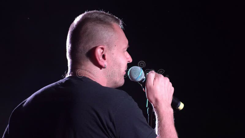 Lead Singer Sings on Stage with Microphone 4k Stock Footage - Video of ...