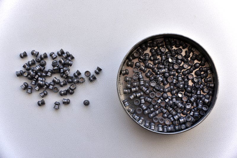 Lead Sports Pneumatic Bullets in a Jar Stock Photo - Image of black ...