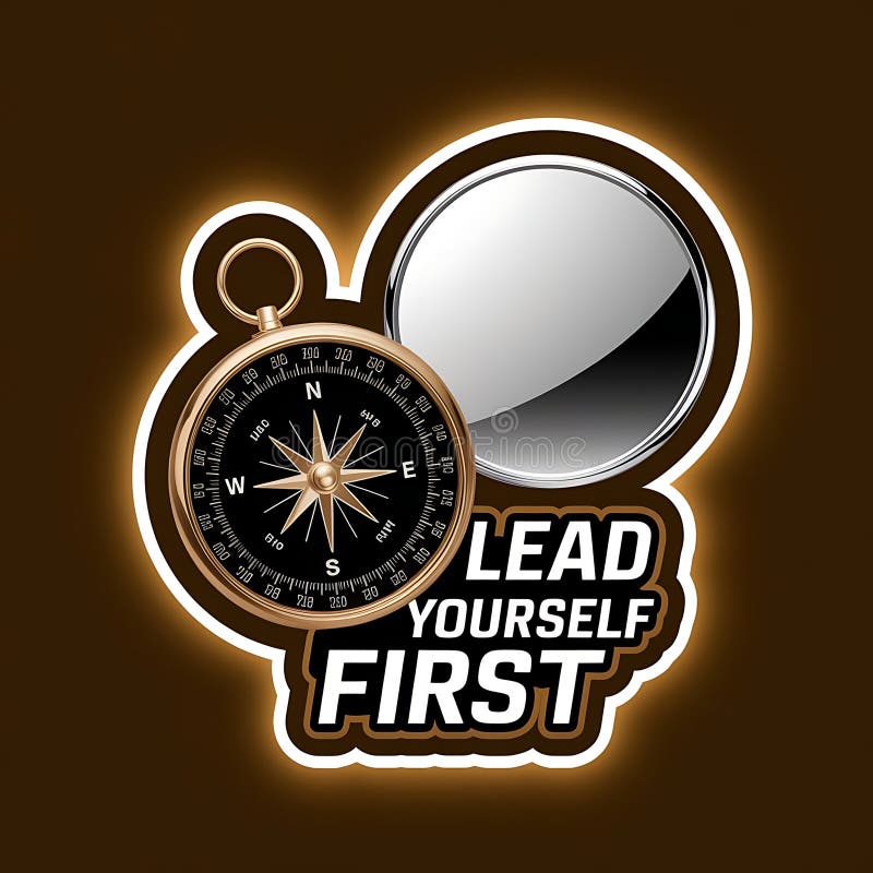 Lead Yourself First Compass and Mirror Combo Graphic, with Thick White ...