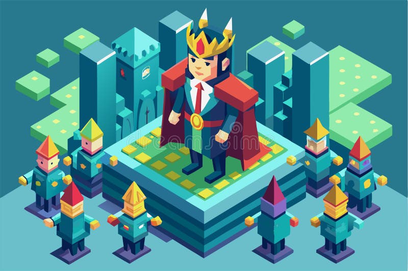 A Leader Adorned with a Crown Stands on a Platform Surrounded by ...