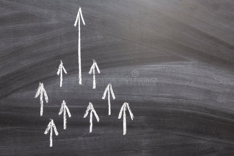 Leader Arrow and Small Team Arrows on the Chalk Board, the Leader Leads ...