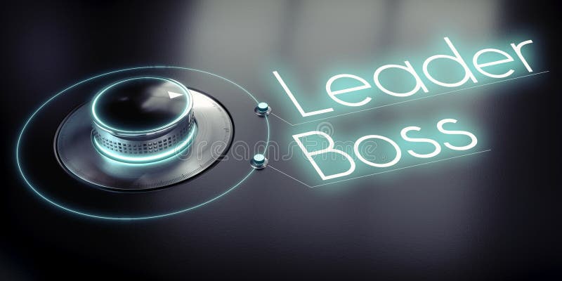 Leader, Boss - Rotary Knob and Glowing Words Stock Illustration ...