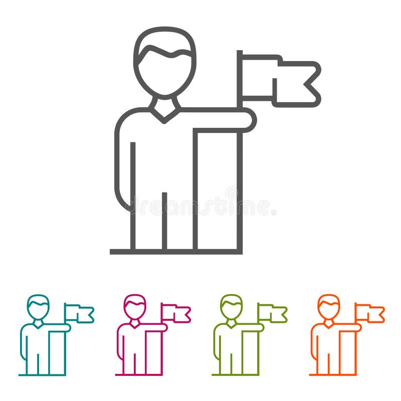Leader Business People Icons in Thin Line Style and Flat Design. Stock ...