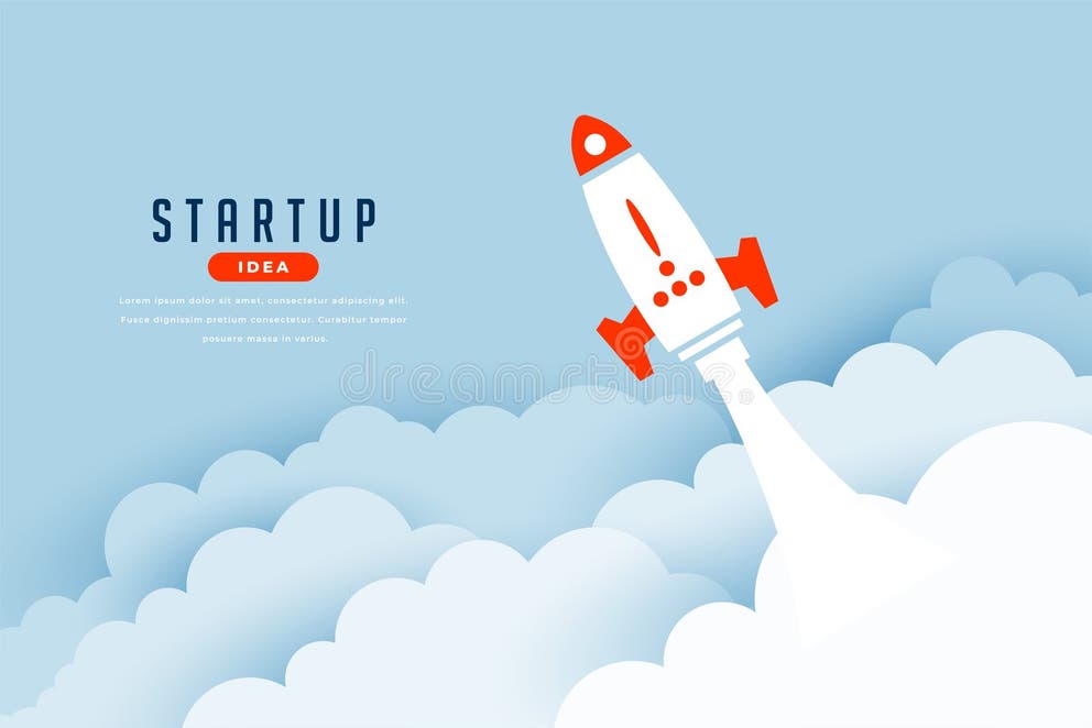 Leader Flying Rocket Over the Clouds in Papercut Style Stock Vector ...