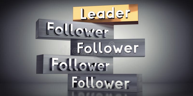 Leader and Follower - Words on Metal Blocks Stock Illustration ...