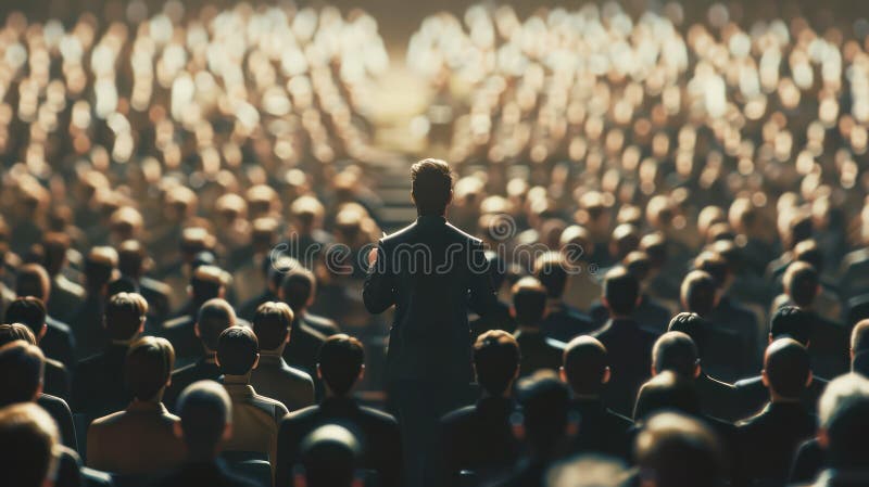 A Leader Giving a Speech while Standing Out in Front Stock Illustration ...