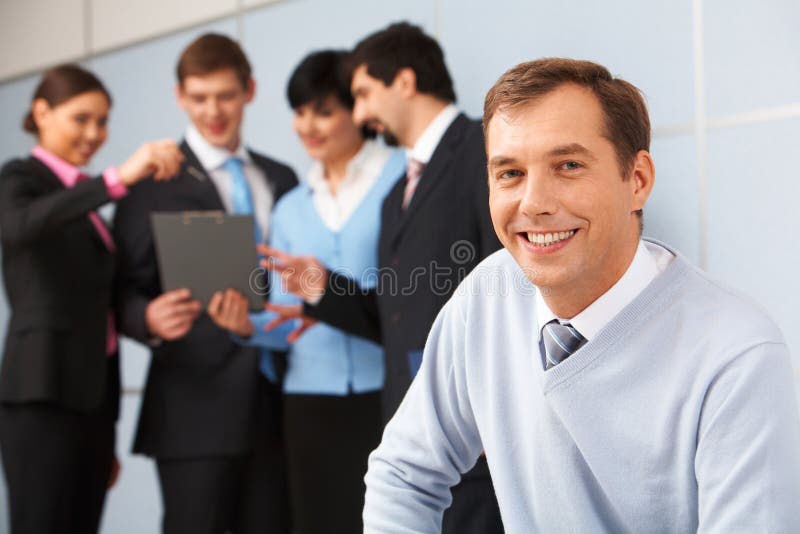 Leader and his team stock image. Image of meeting, competition - 18814201
