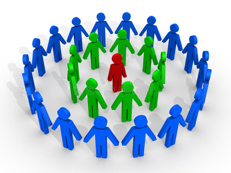 Leader and Human Figures Protecting Him Stock Illustration ...