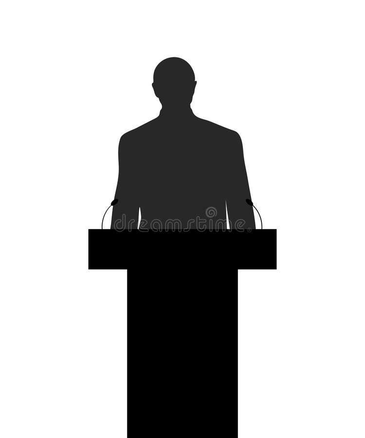 Leader Man Near Tribune, Silhouette. Vector Illustration Stock Vector ...