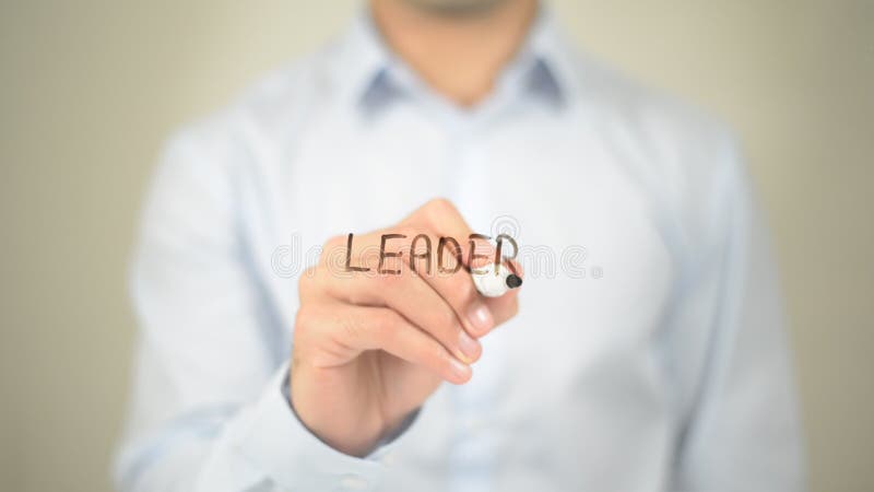 Leader , Man Writing on Transparent Screen Stock Photo - Image of ...
