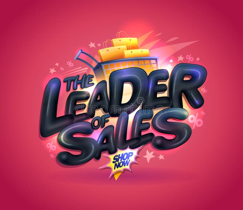 The Leader of Sales Web Banner or Poster Mockup with Glossy Letters ...