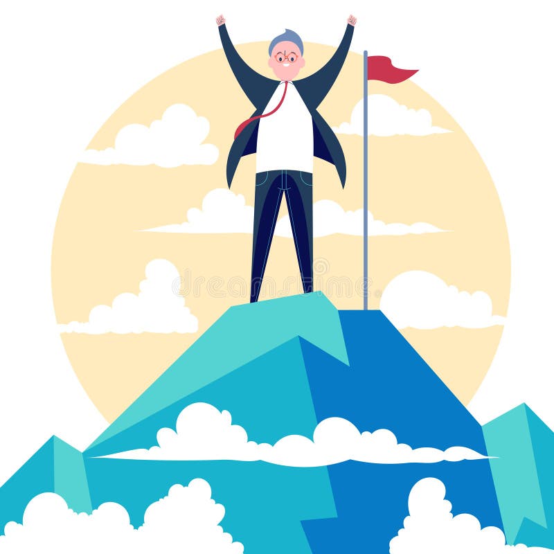 Leader Winner on Top of the Mountain Vector Stock Vector - Illustration ...