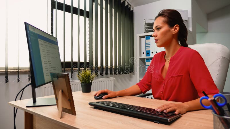 Leader writing on computer stock photo. Image of open - 204258454