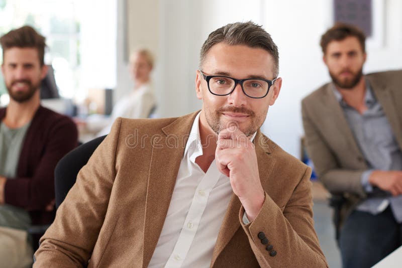 Leader You Can Trust. Positive Mature Designer Smiling at the Camera in ...