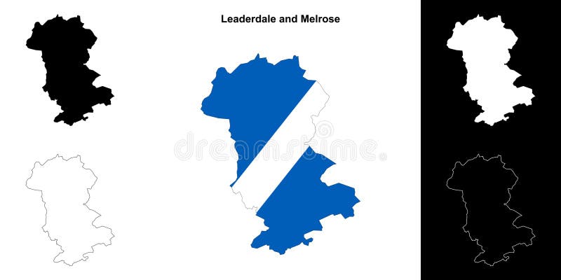 Leaderdale and Melrose Outline Map Stock Vector - Illustration of ...