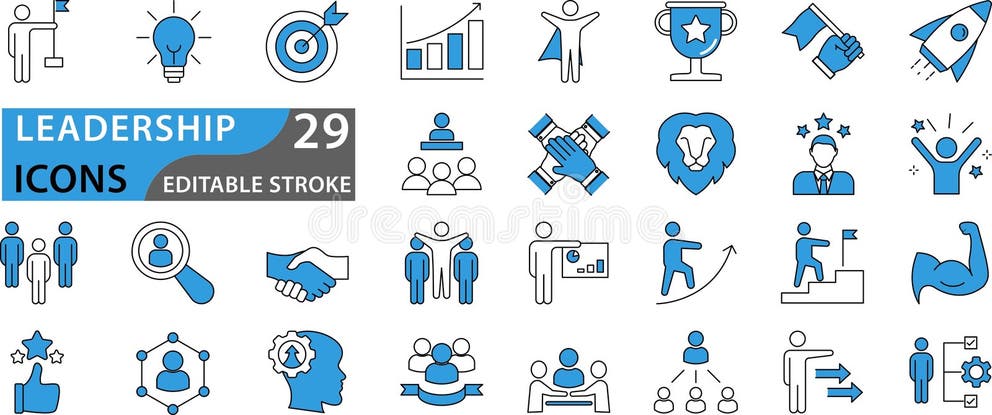 Leadership blue icon set stock vector. Illustration of leadership ...