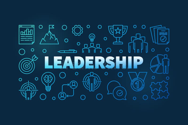 Leadership Blue Line Banner or Illustration on Dark Background Stock ...
