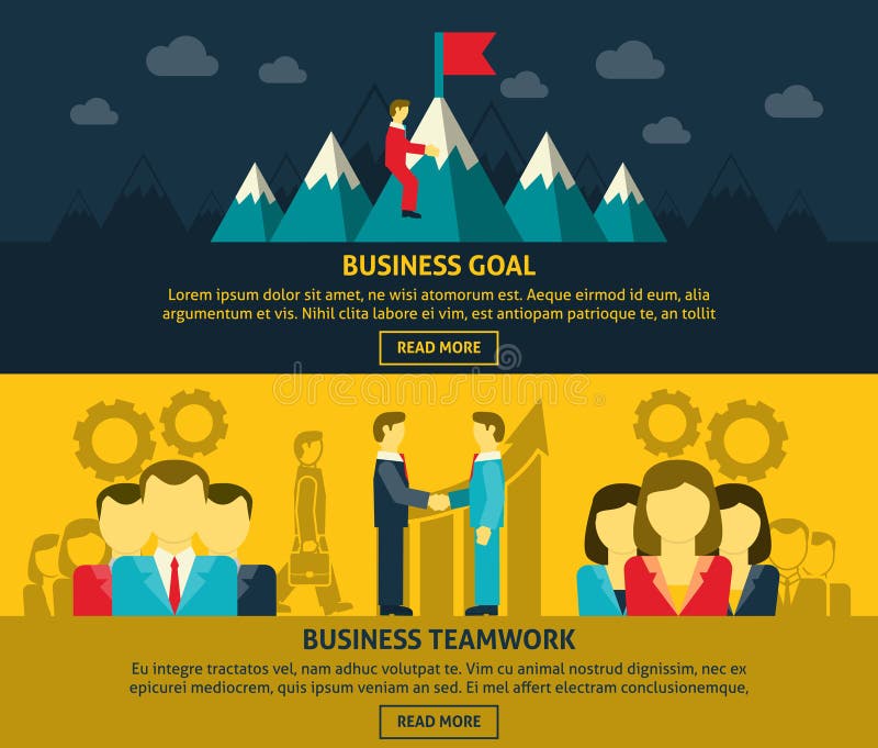 Leadership and Business Banners Set Stock Vector - Illustration of flat ...