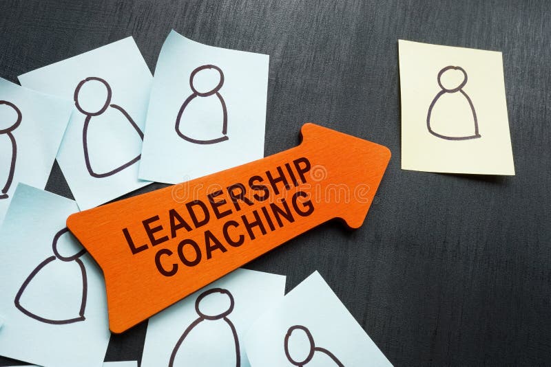 Leadership Coaching Concept. Stickers with Figures and Arrow. Stock ...