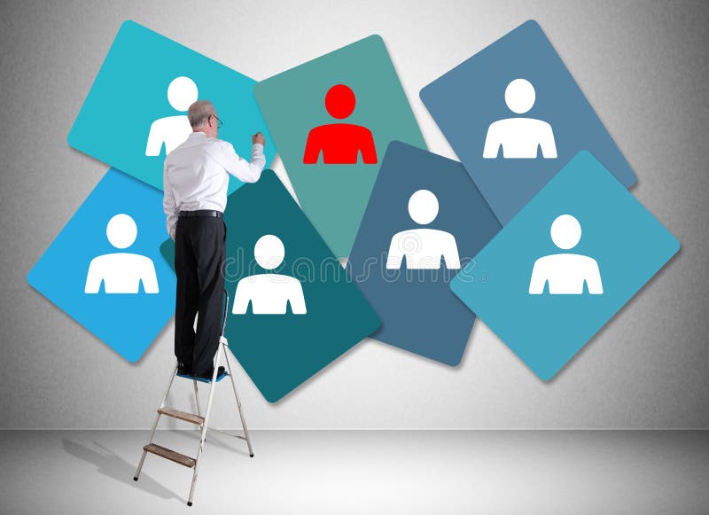 Leadership Concept Drawn by a Man on a Ladder Stock Image - Image of ...