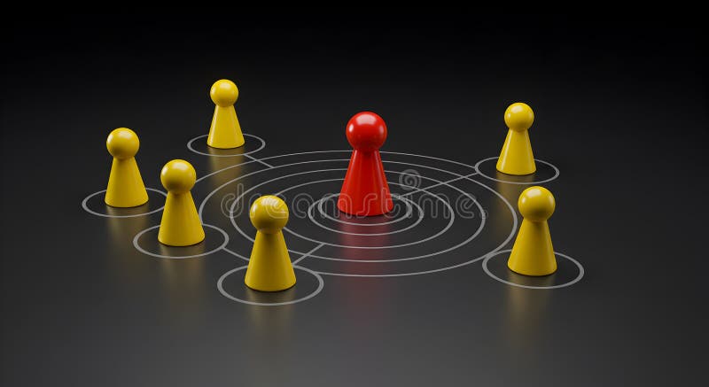 Leadership Concept Red Leader with Yellow Team Members Network ...