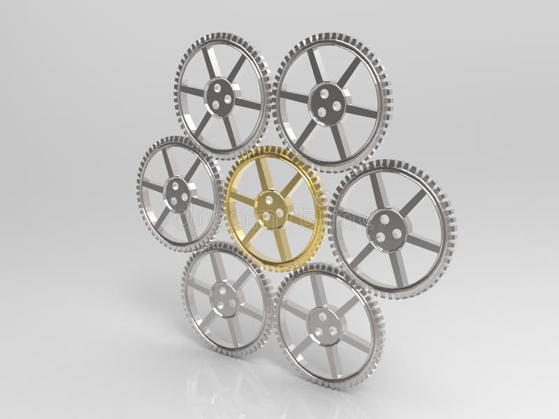 Leadership Concept with Golden Gear Stock Illustration - Illustration ...