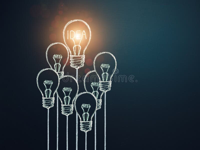 Leadership Concept with Hand Drawn Light Bulbs. Idea Concept, Training ...