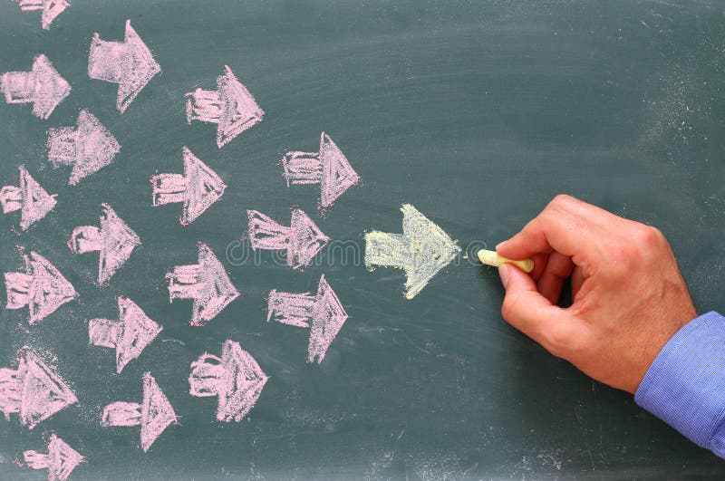 Leadership Concept Image, Male Hand Drawing Arrows Stock Photo - Image ...