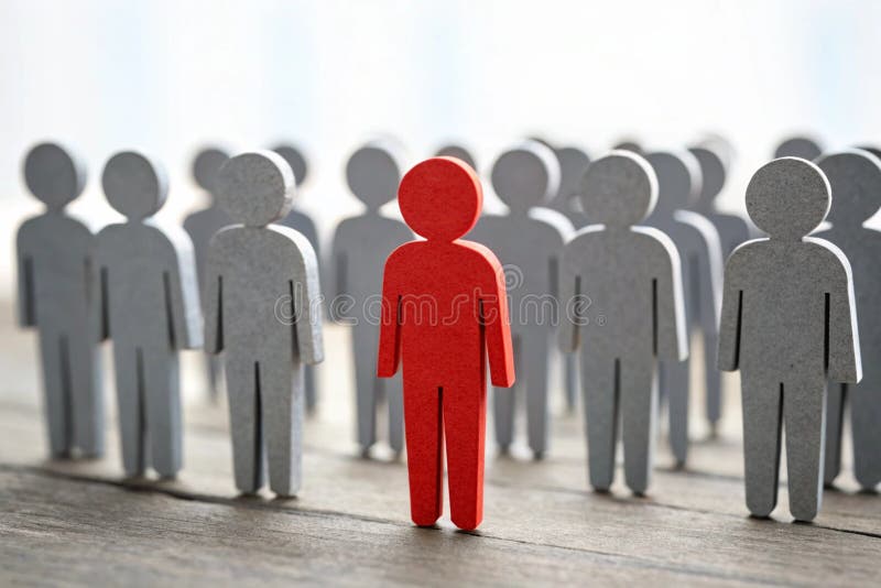 Leadership Concept. One Red Figure among Gray Figures Stock ...