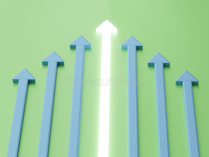 Leadership Concept. One Red Leader Arrow Leading Team Forward Stock ...