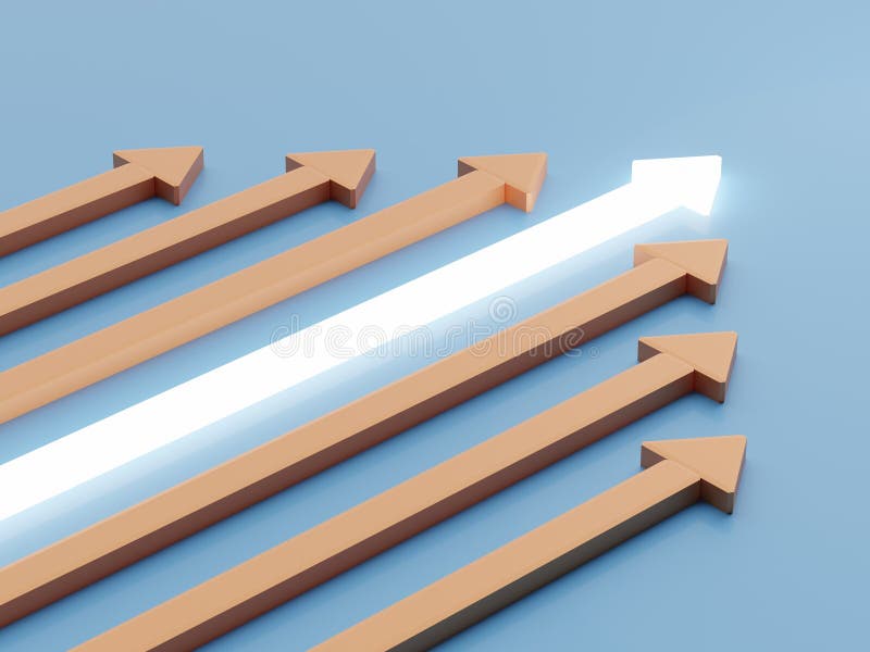 Leadership Concept. One Red Leader Arrow Leading Team Forward Stock ...