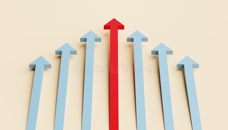 Leadership Concept. One Red Leader Arrow Leading Team Forward Stock ...