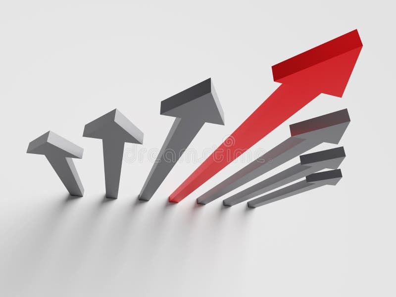 Leadership Concept. One Red Leader Arrow Leading Team Forward Stock ...