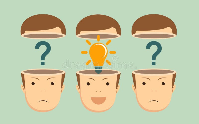 Leadership Concept with Question Marks and Shining Light Bulb Stock ...